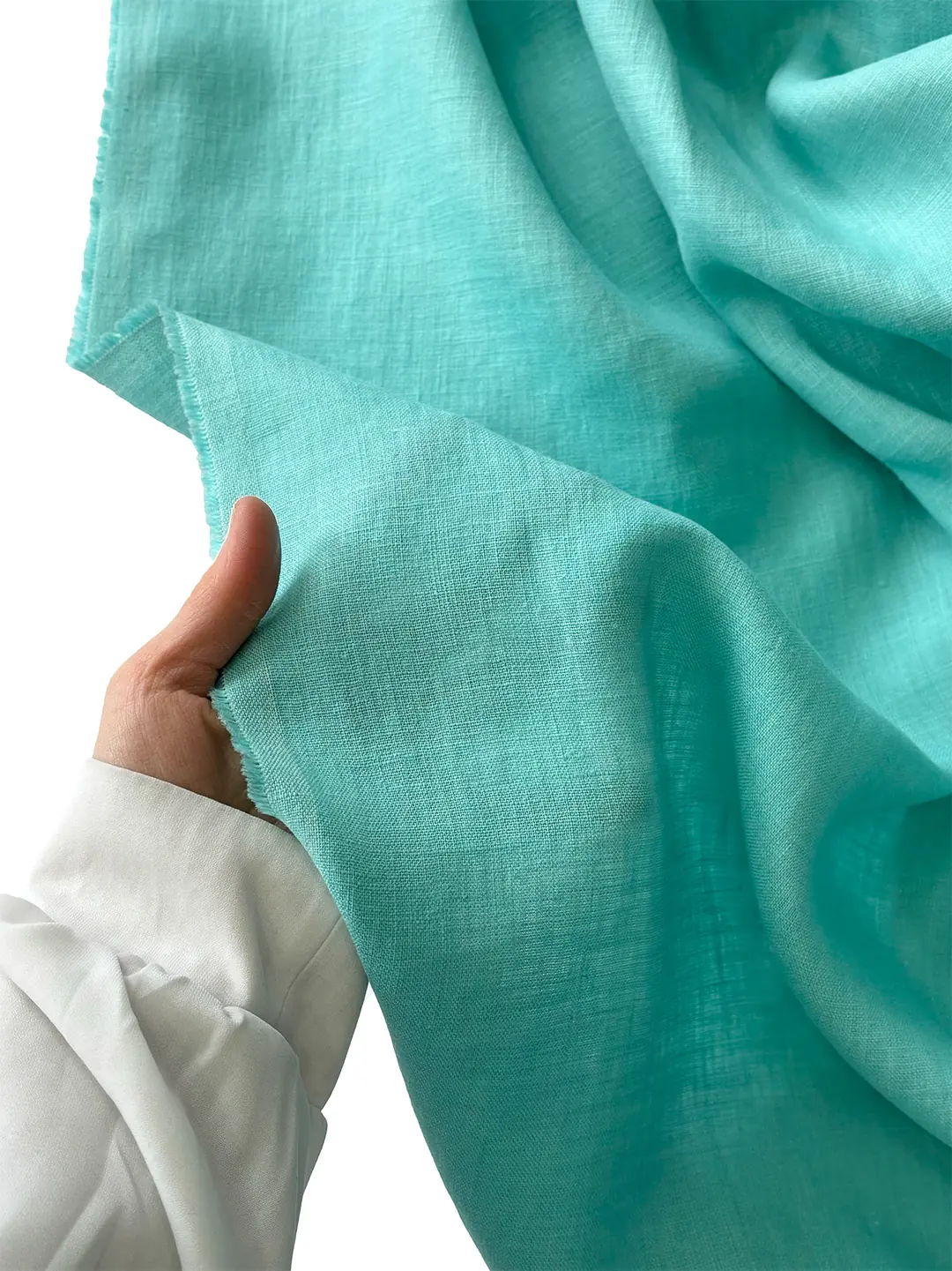 %100 Keten Kumaş Su Mavisi (185 gram) -Keten Linen Kumaş