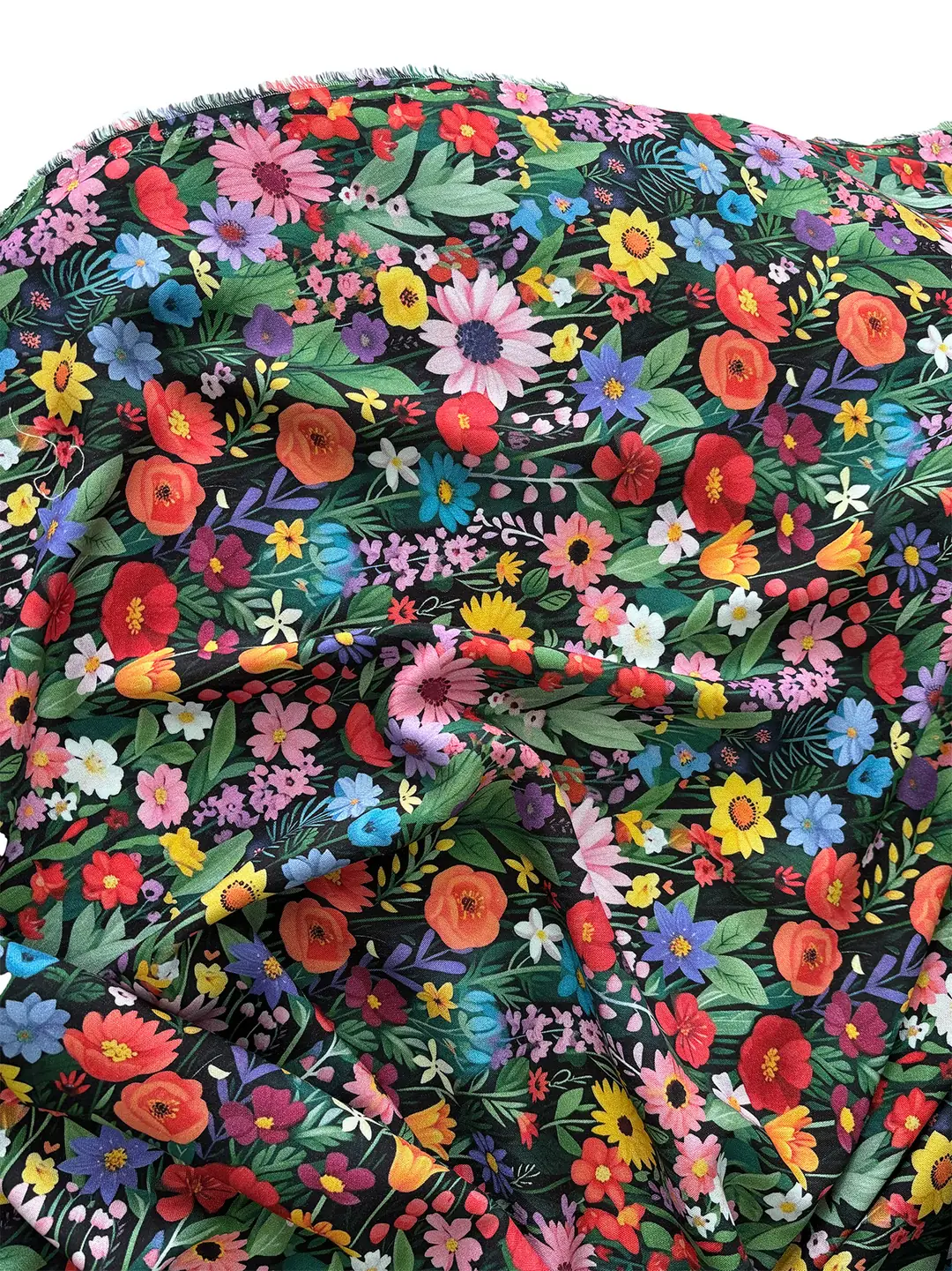 %100 Viskon Premium Kumaş Flowers - Keten Linen Kumaş