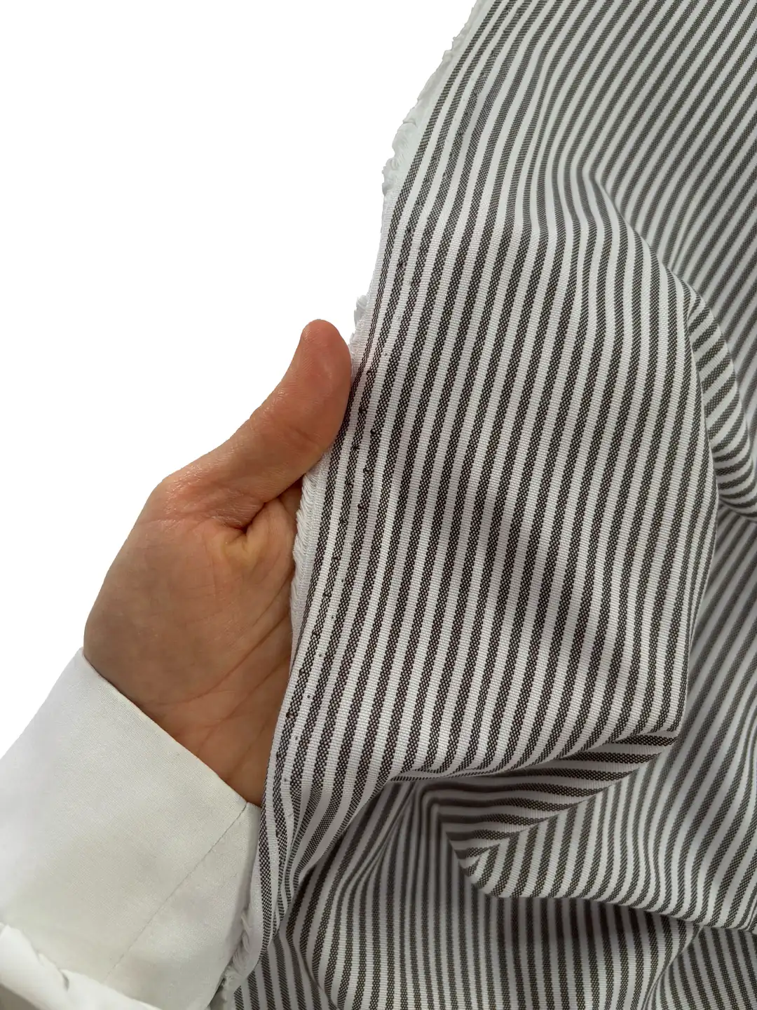 Terikoton Kumaş Vizon Çizgili - Keten Linen Kumaş