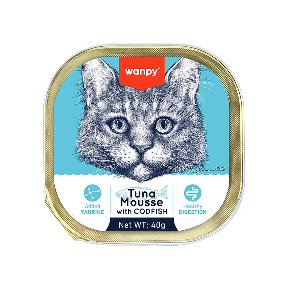 Wanpy Ton Balığı ve Morina Balıklı Alutray Yaş Kedi Maması (6x40 g)