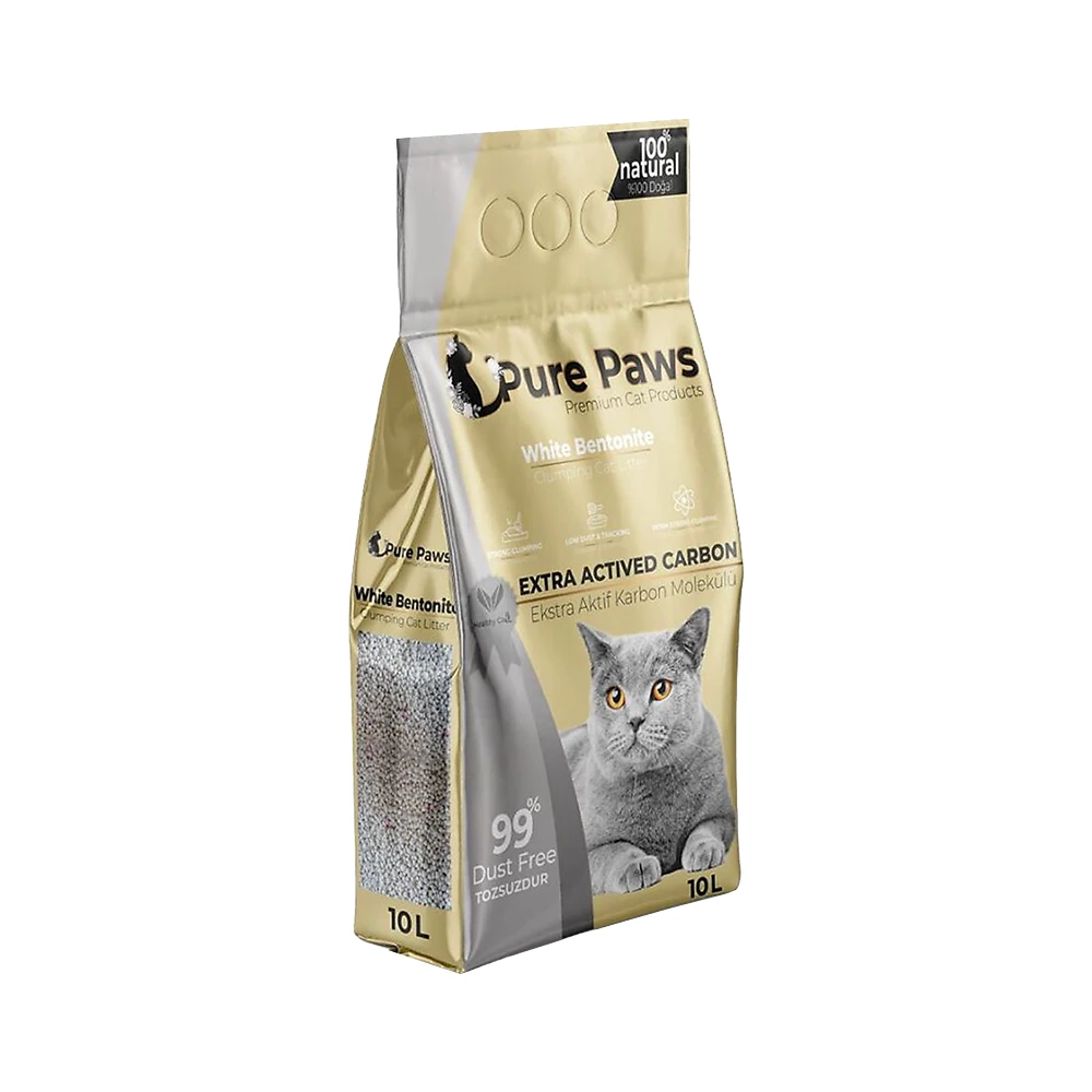 White Pure Paws Extra Aktif Karbon İnce Taneli Kedi Kumu (10 L)
