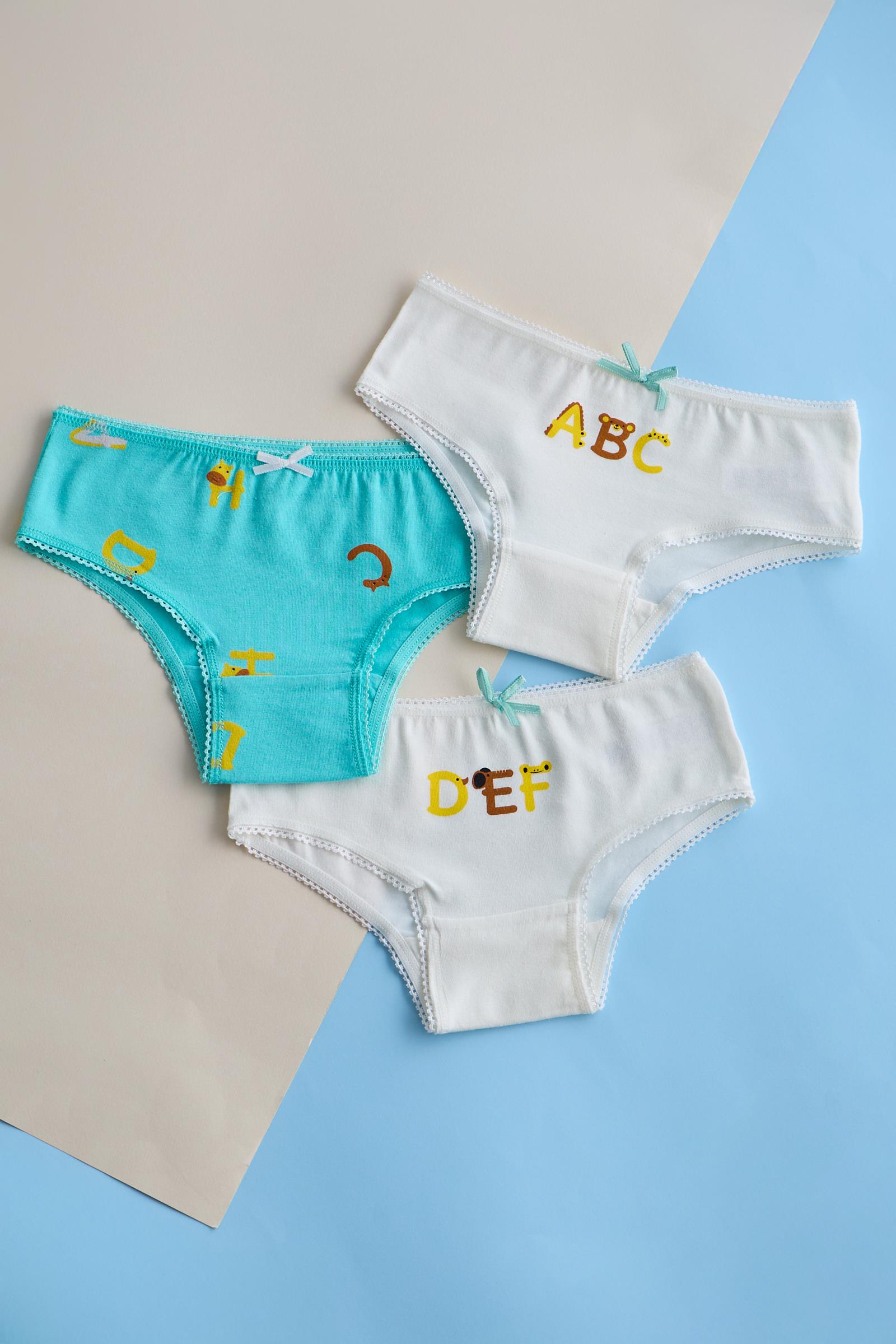 Kız Çocuk 3'lü Paket Alfabe Slip