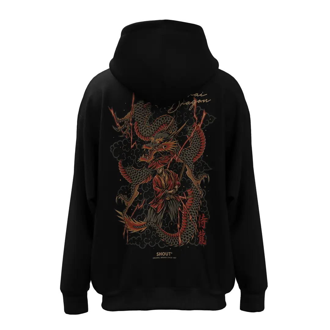 Shout Oversize Samurai Dragon Hoodie | Unisex, Jap. Culture