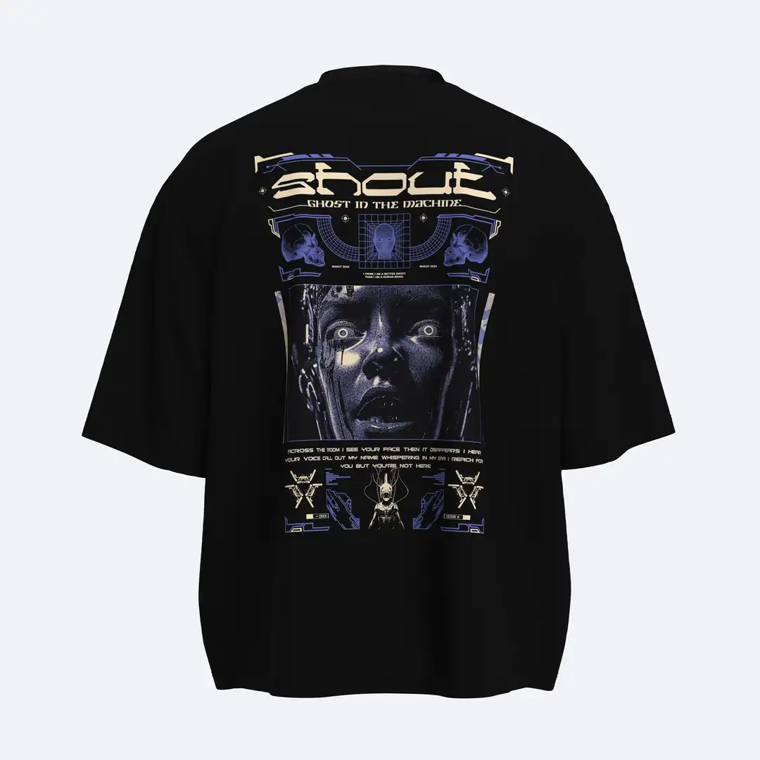 Shout Oversize Ghost In The Machine Boxy Fit Unisex T-Shirt
