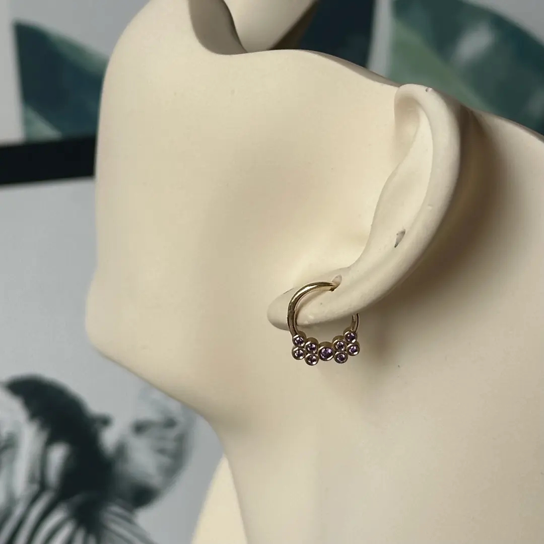 14K Gold Bubble Hoop Helix and Noise Piercing