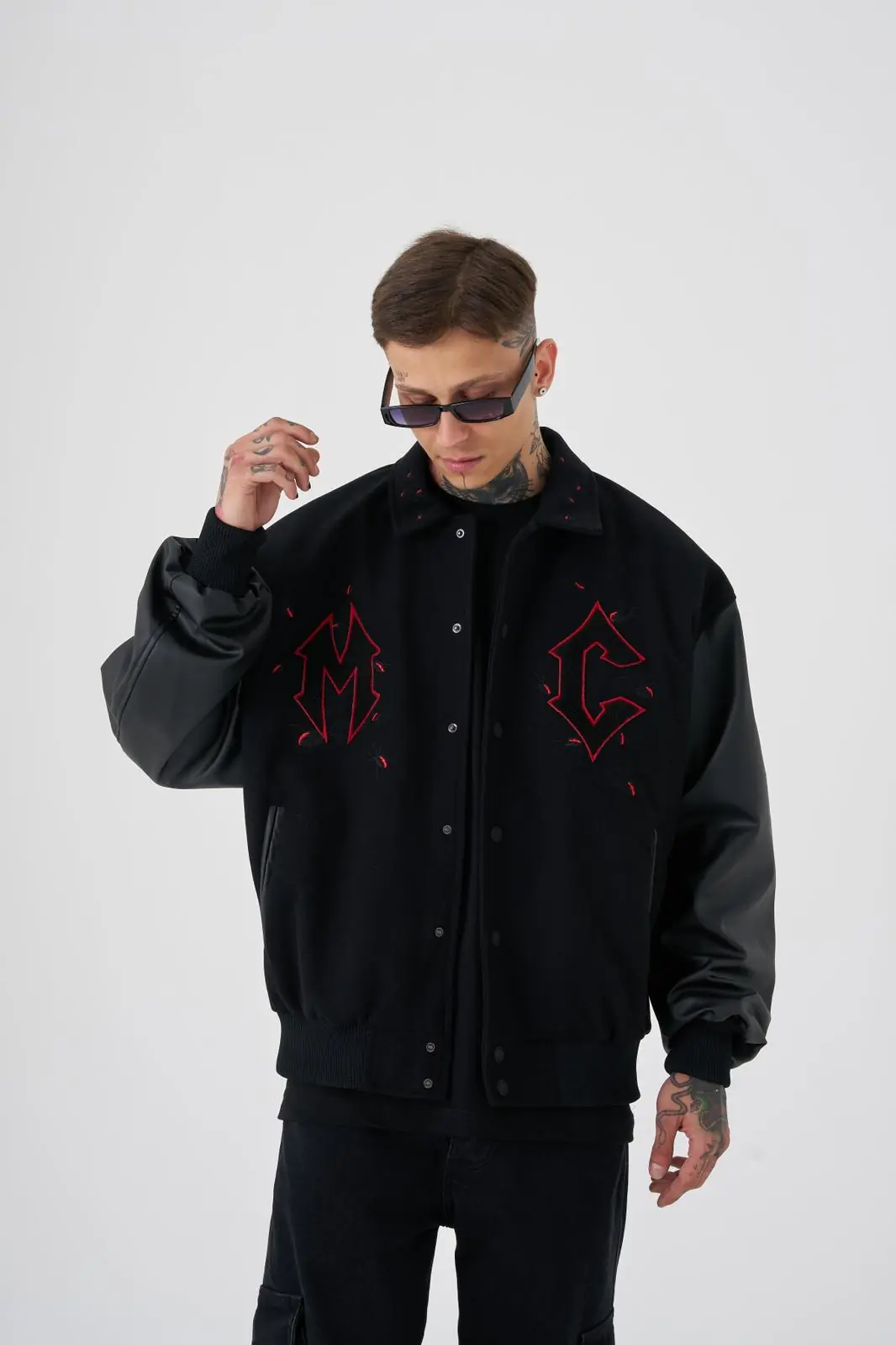 OVERSIZE SPIDER EMBROIDERY BOMBER JACKET