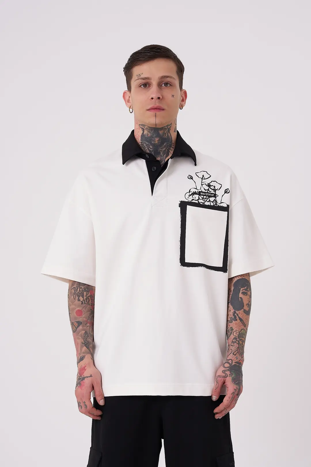 Flower Printed Oversize Polo