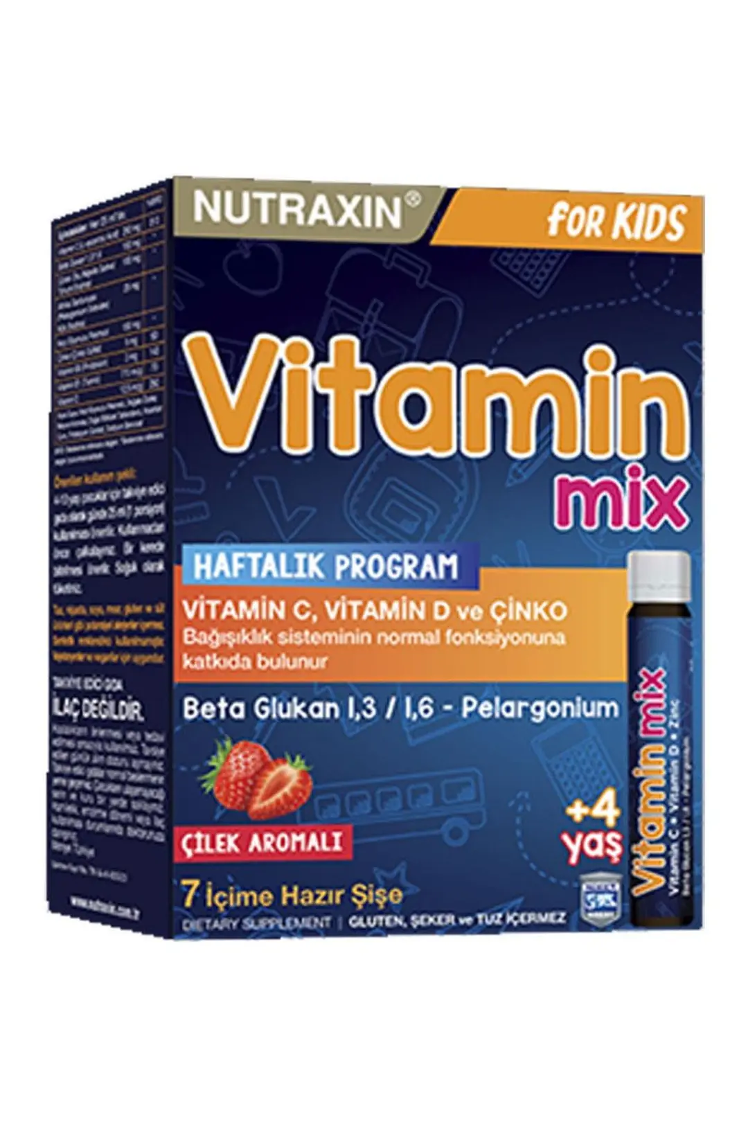 Nutraxin Vitamin Mix Çilek Aromalı Şurup 25 ml 7 Saşe