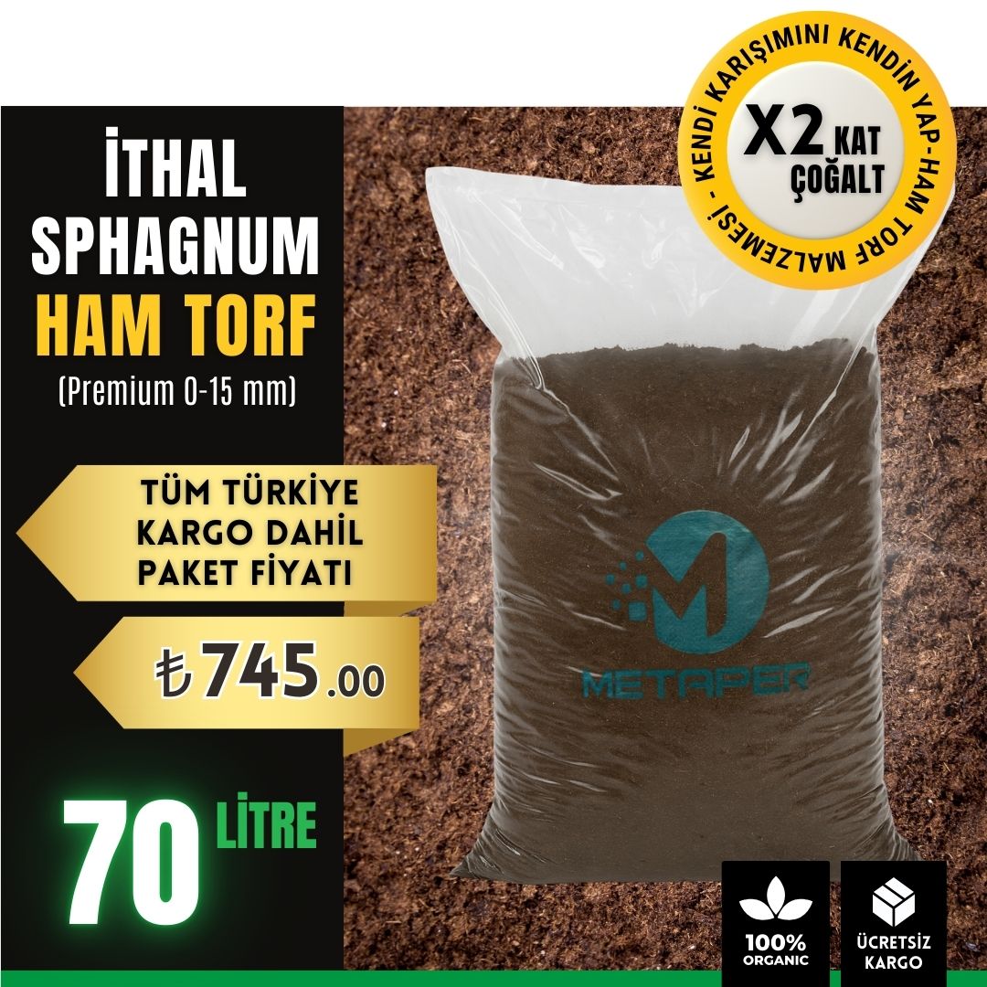 70 Litre MaxPeat Sphagnum ithal Torf (0-15mm Premium Kalite)