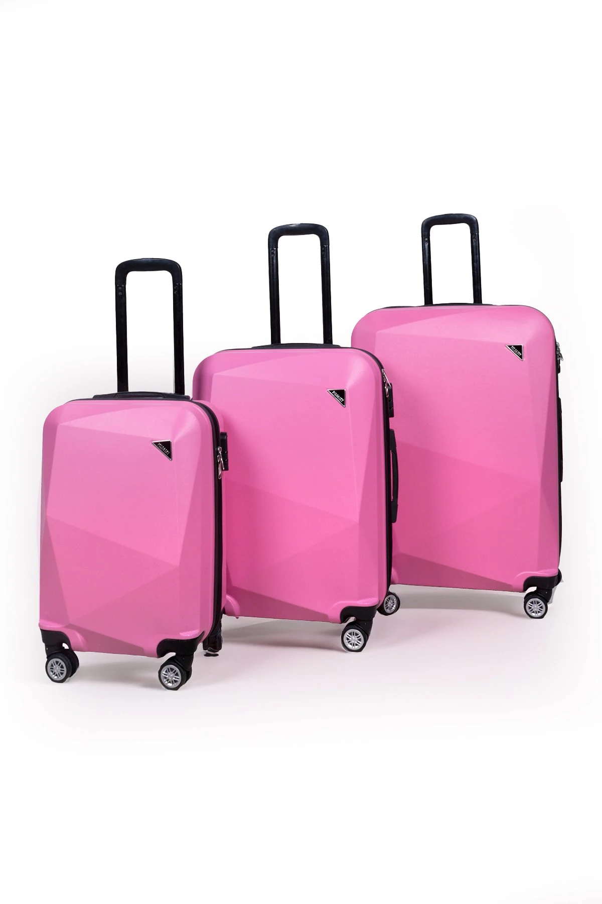 Polo&Sky Elmas Model Pembe Renk 3'lü Valiz Bavul Seti