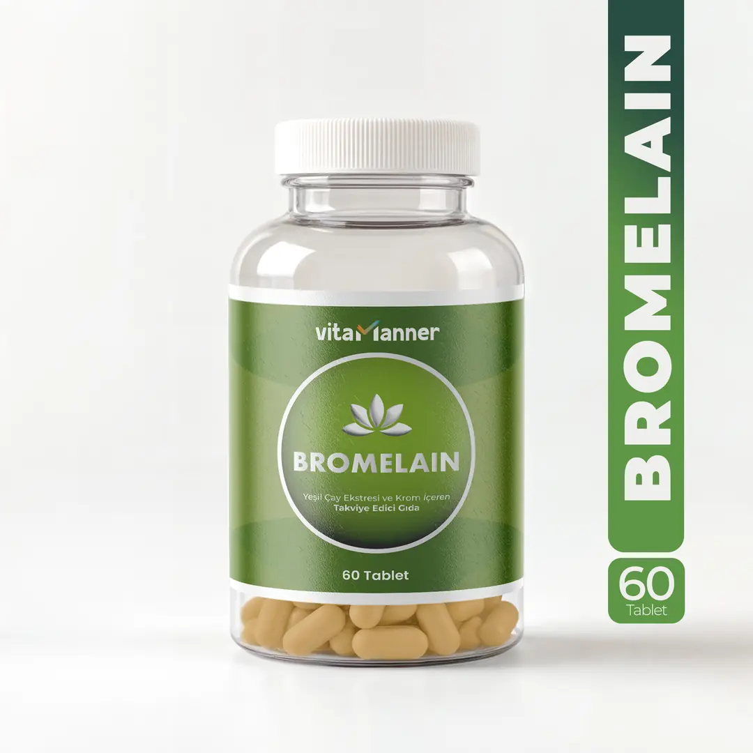 Bromelain, Yeşil Çay Ekstresi ve Krom İçeren Takviye Edici 60 Tablet ...