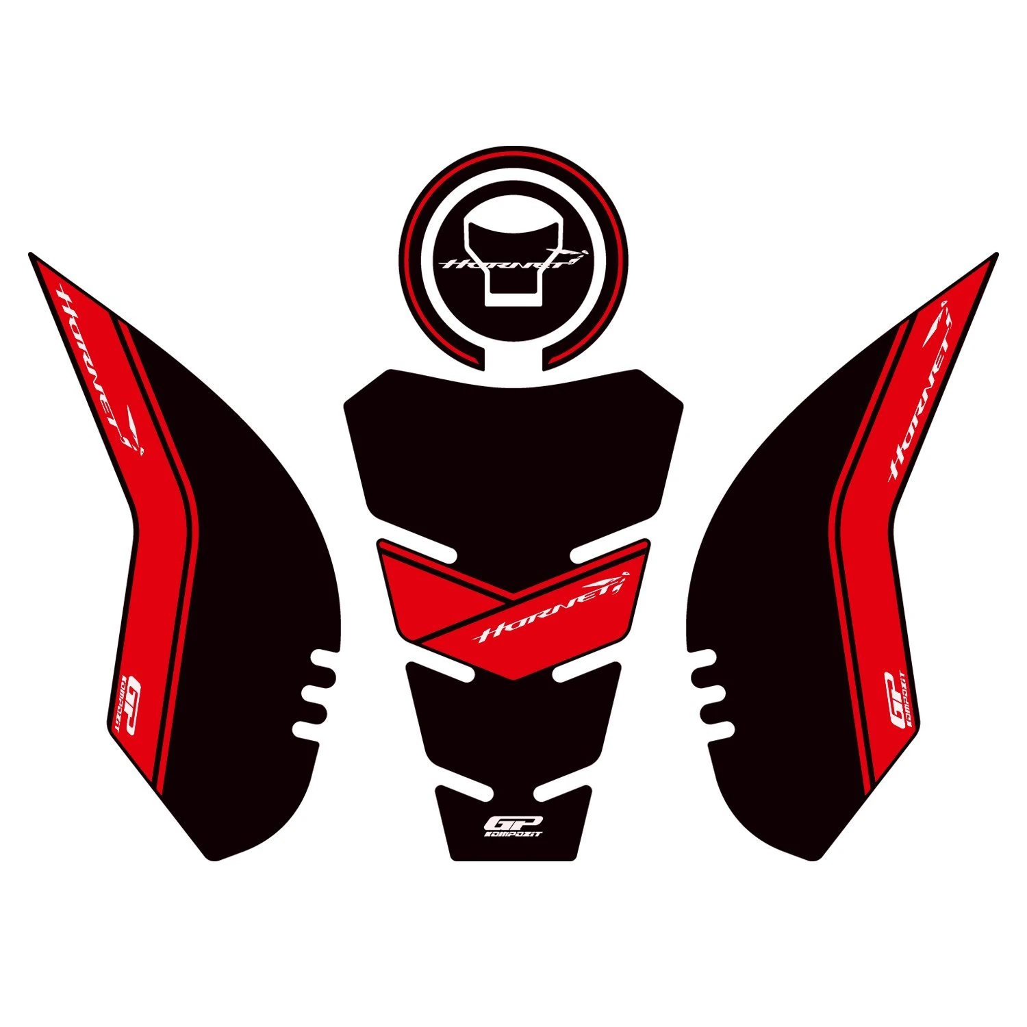 GP Kompozit Honda CB500 Hornet 2024-2025 Uyumlu Tank Pad Siyah-Kırmızı