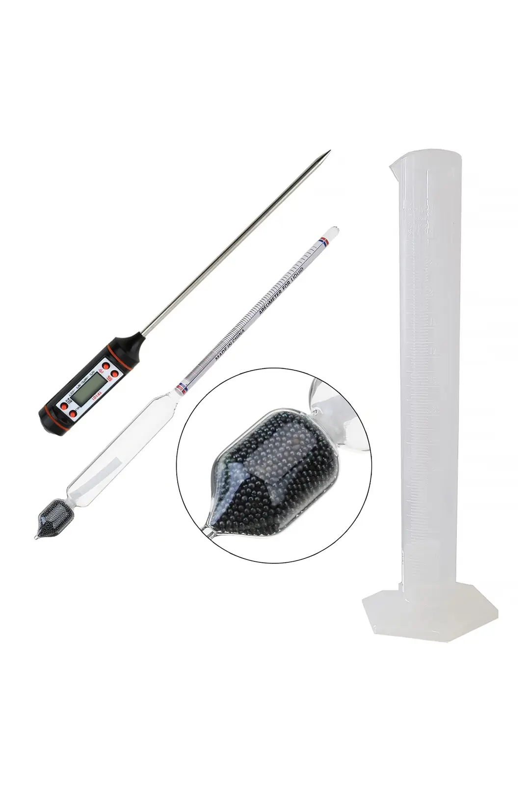 0-100 derece Alkolmetre Dansimetre Alkol Ölçer Termometre Mezur Seti thr296