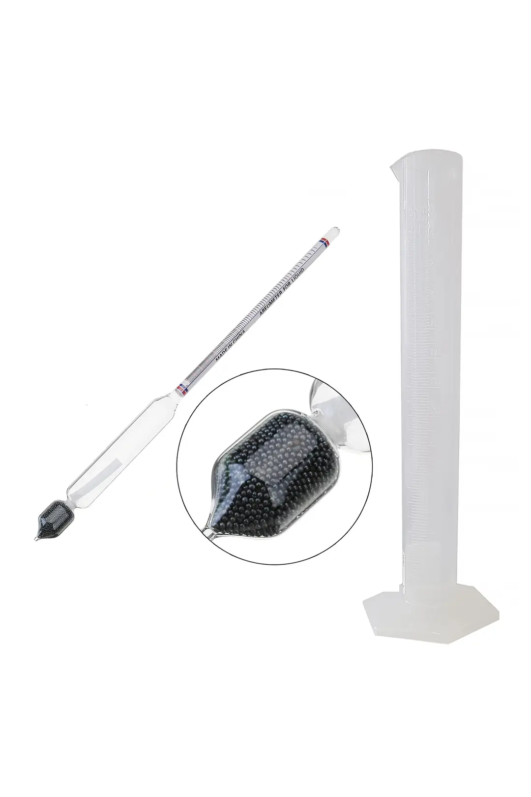 0-100 derece Alkolmetre Dansimetre Alkol Ölçer ve 250 ml Mezur Seti thr295