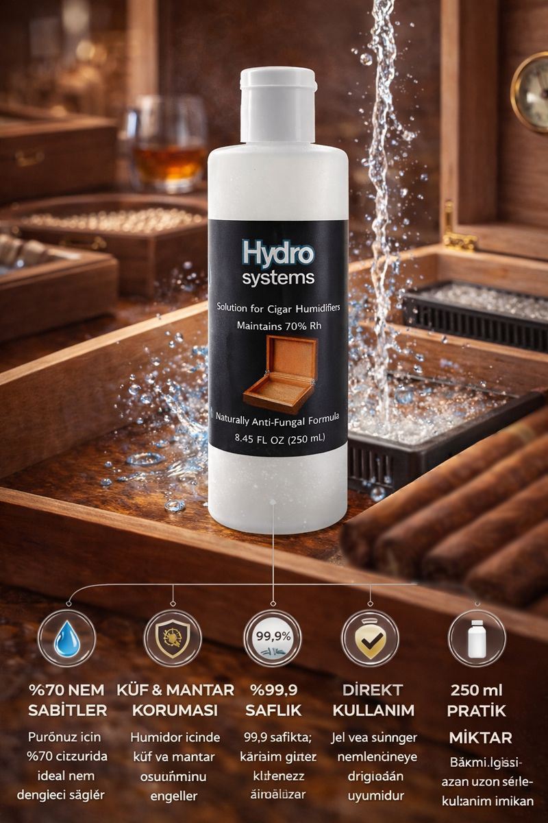 Hydro Humidor için 250 ml %70 Humidifier Nemlendirici Solüsyon hu71