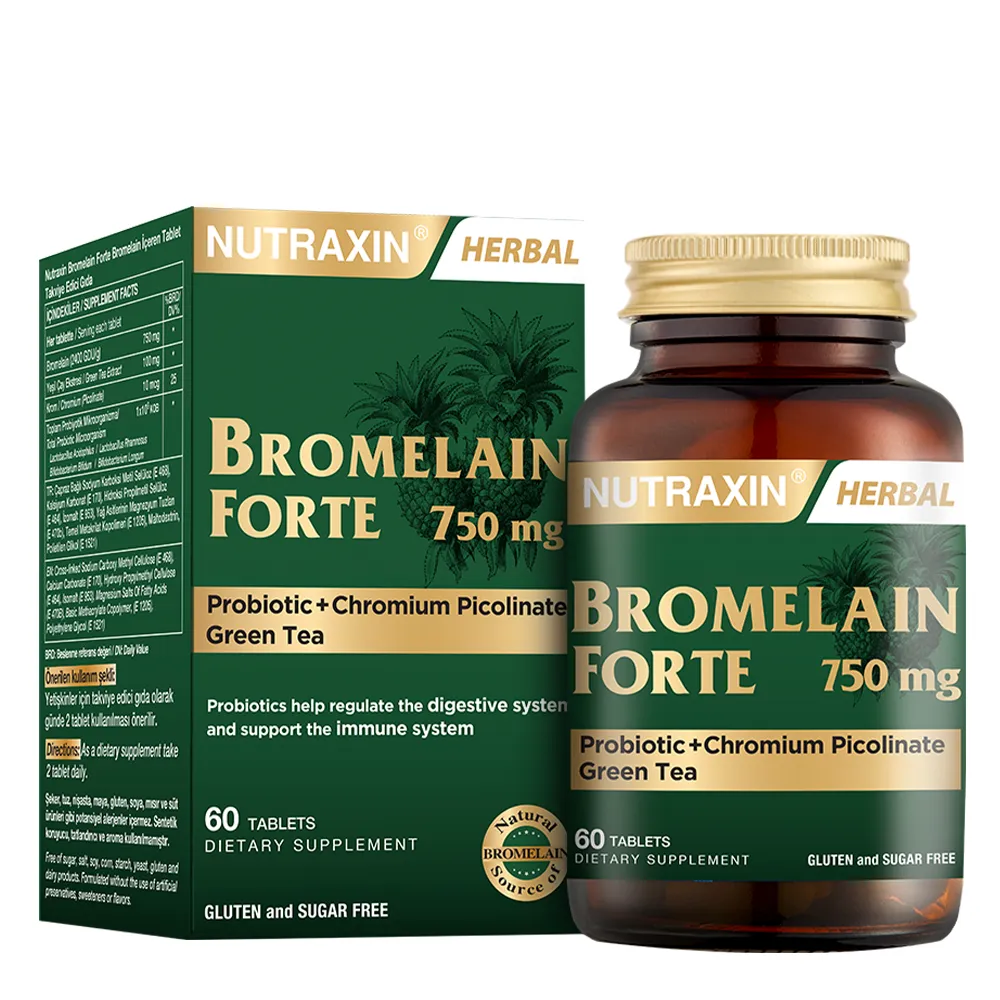 Bromelain Forte 60 Tablet - Bromelain Krom Probiyotik750 Mg