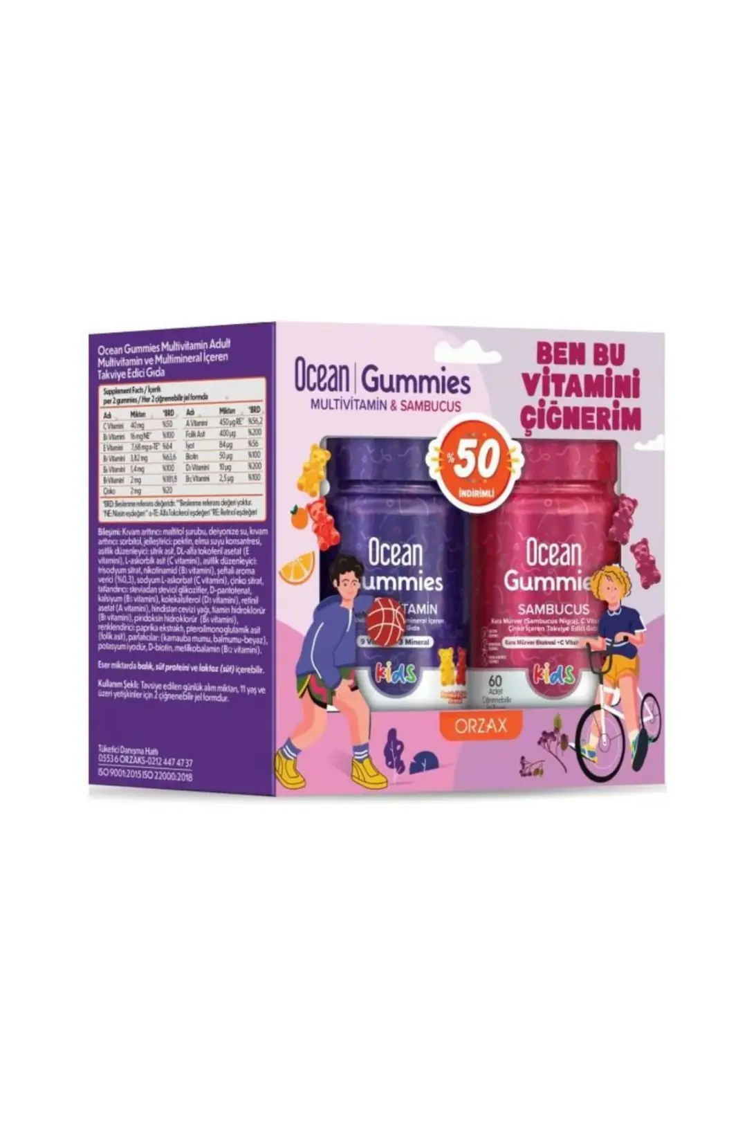 Ocean Gummies Multivitamin Kids 60 Adet Çiğnenebilir + Ocean Sambucus ...