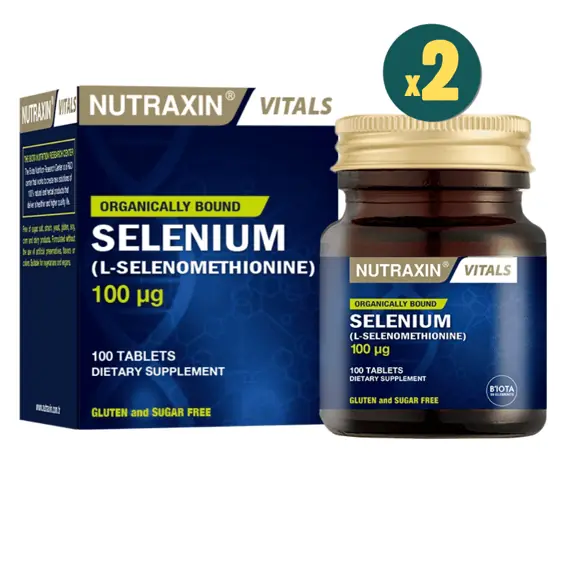 Nutraxin Selenium 100 mcg 100 Tablet - Selenyum Takviyesi 2 Adet