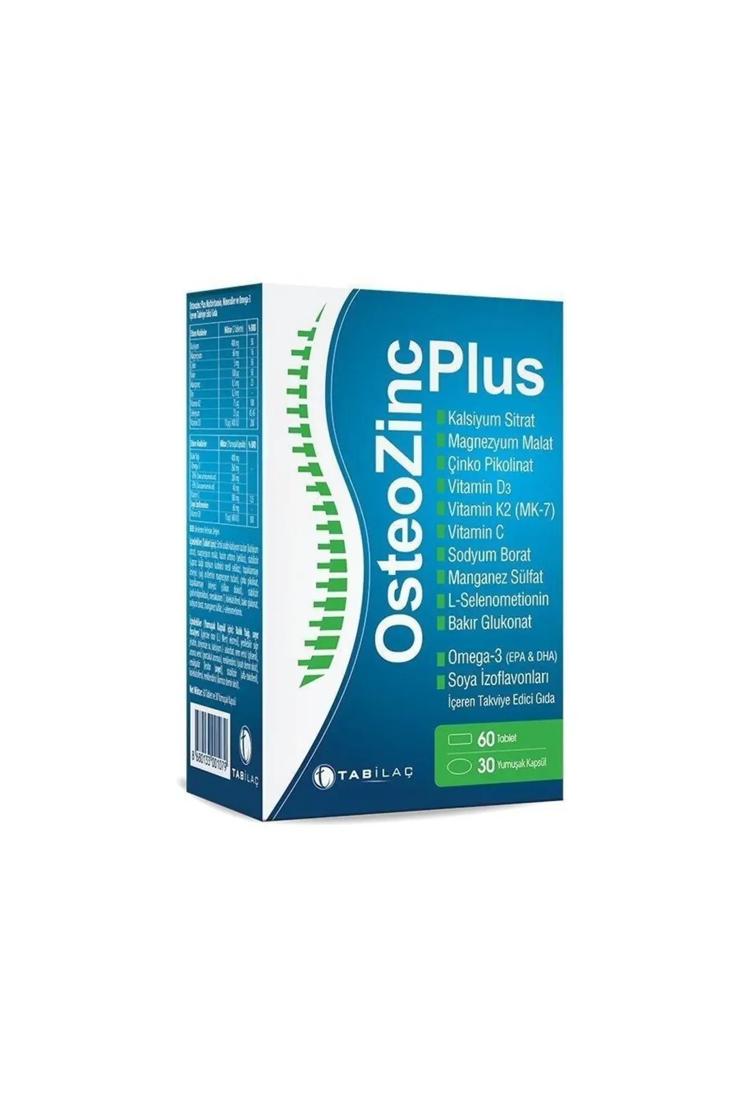 Osteozinc Plus 60 Tablet 30 Yumuşak Kapsül
