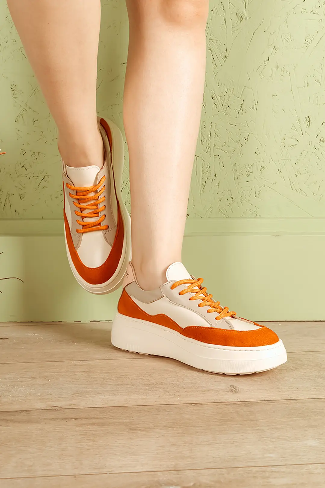 Cooliza Hakiki Deri Sneaker Yüksek Taban Renkli Rahat Günlük Kadın Spor ...