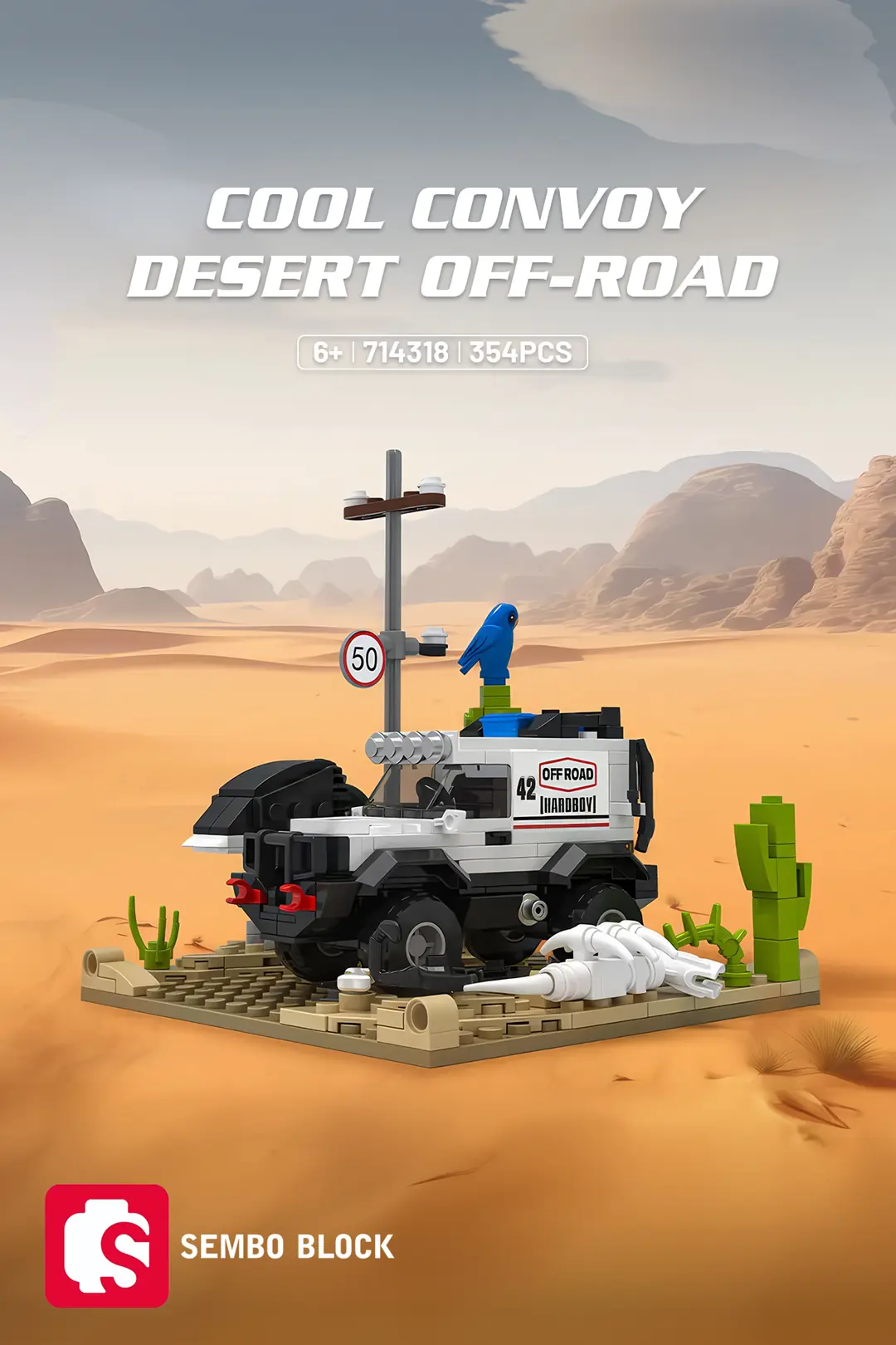 Sembo Block Cool Convoy Desert Off-Road 354 Parça yapı blokları Lego i