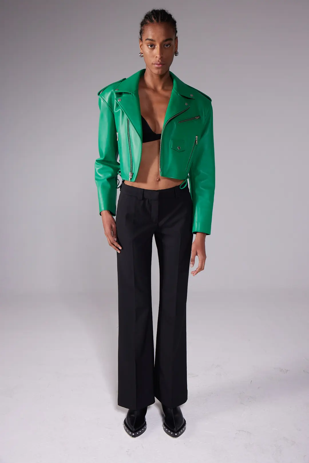 Newyork Gang Crop Coral Leather Jacket