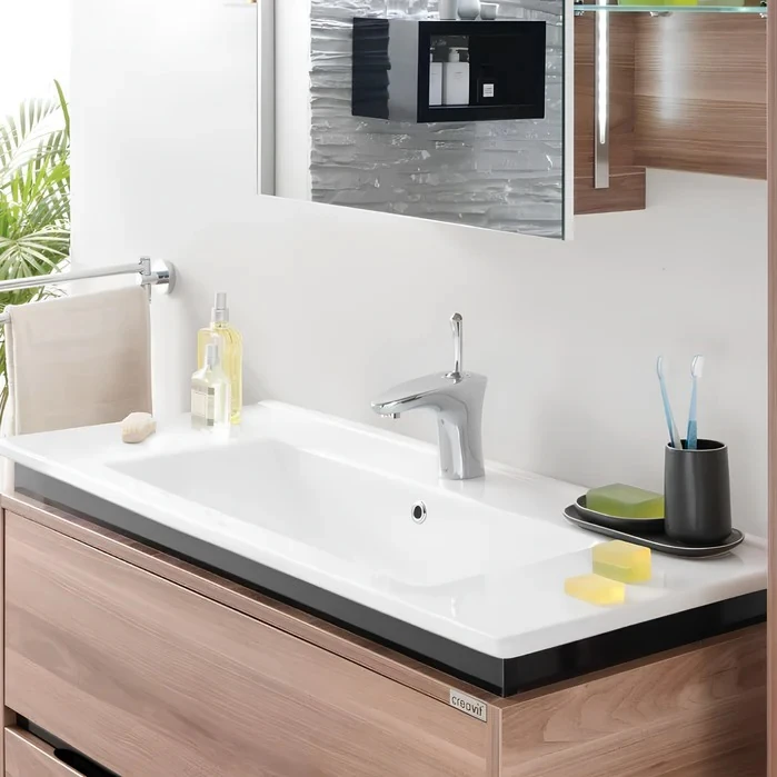 Creavit İdeal 80 cm Dolap Uyumlu Etajerli Lavabo (1.kalite) ID080.02