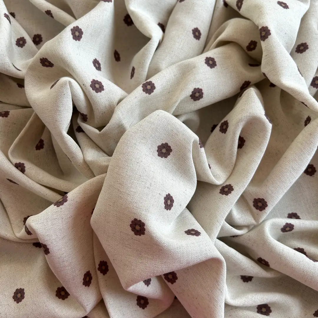 Crispy Flower Patterned Viscose Linen Fabric / DRY - 140