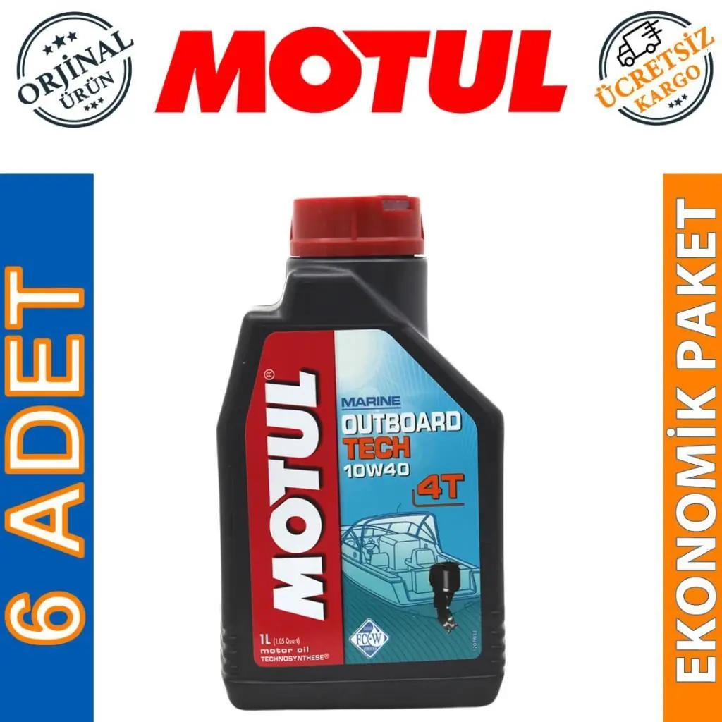 Motul Marine Outboard Tech 4T 10W40 1 Lt Tekne Yağı 6 Adet
