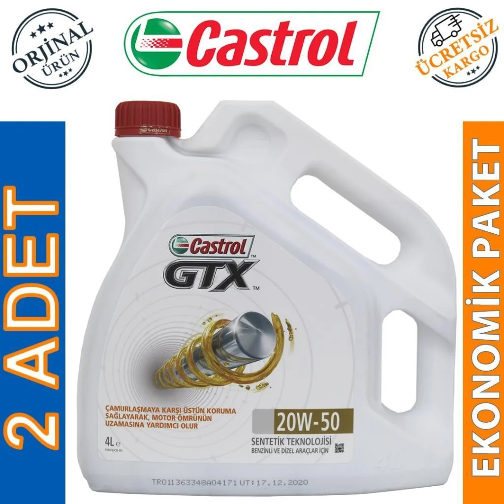 Castrol GTX 20W50 4 Litre Motor Yağı 2 Adet Fiyatı | Oilmarkt