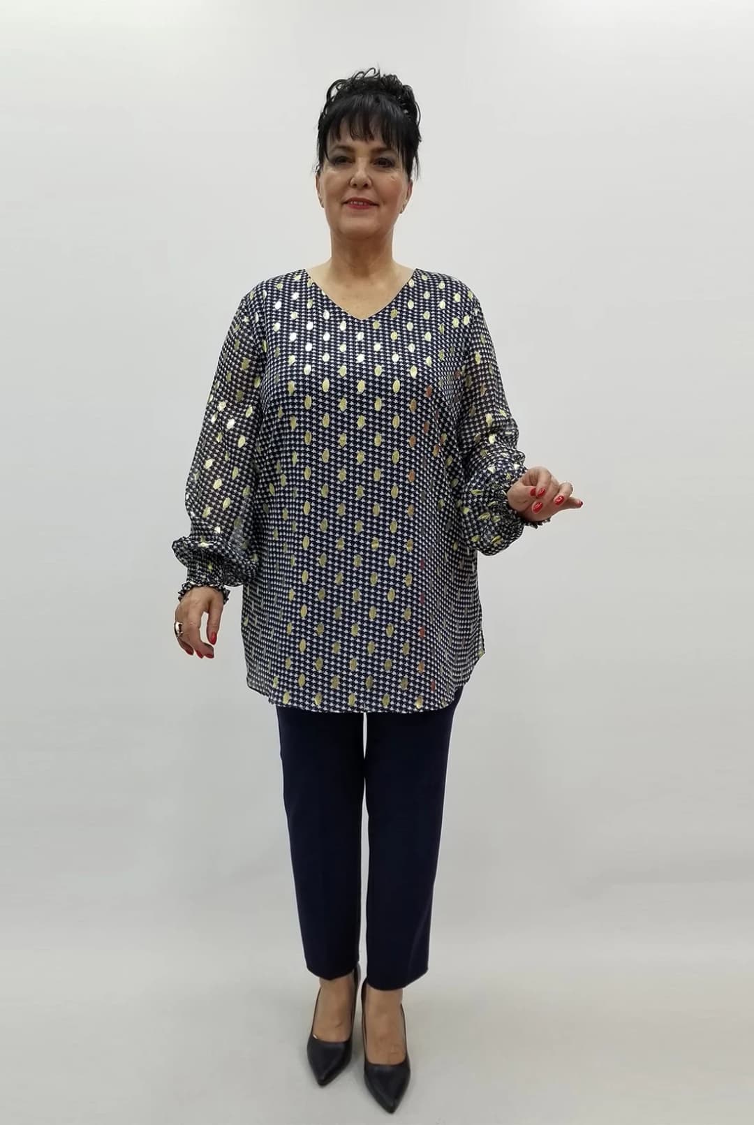 Miraggio Büyük Beden Abiye Bluz 99129 LACİVERT