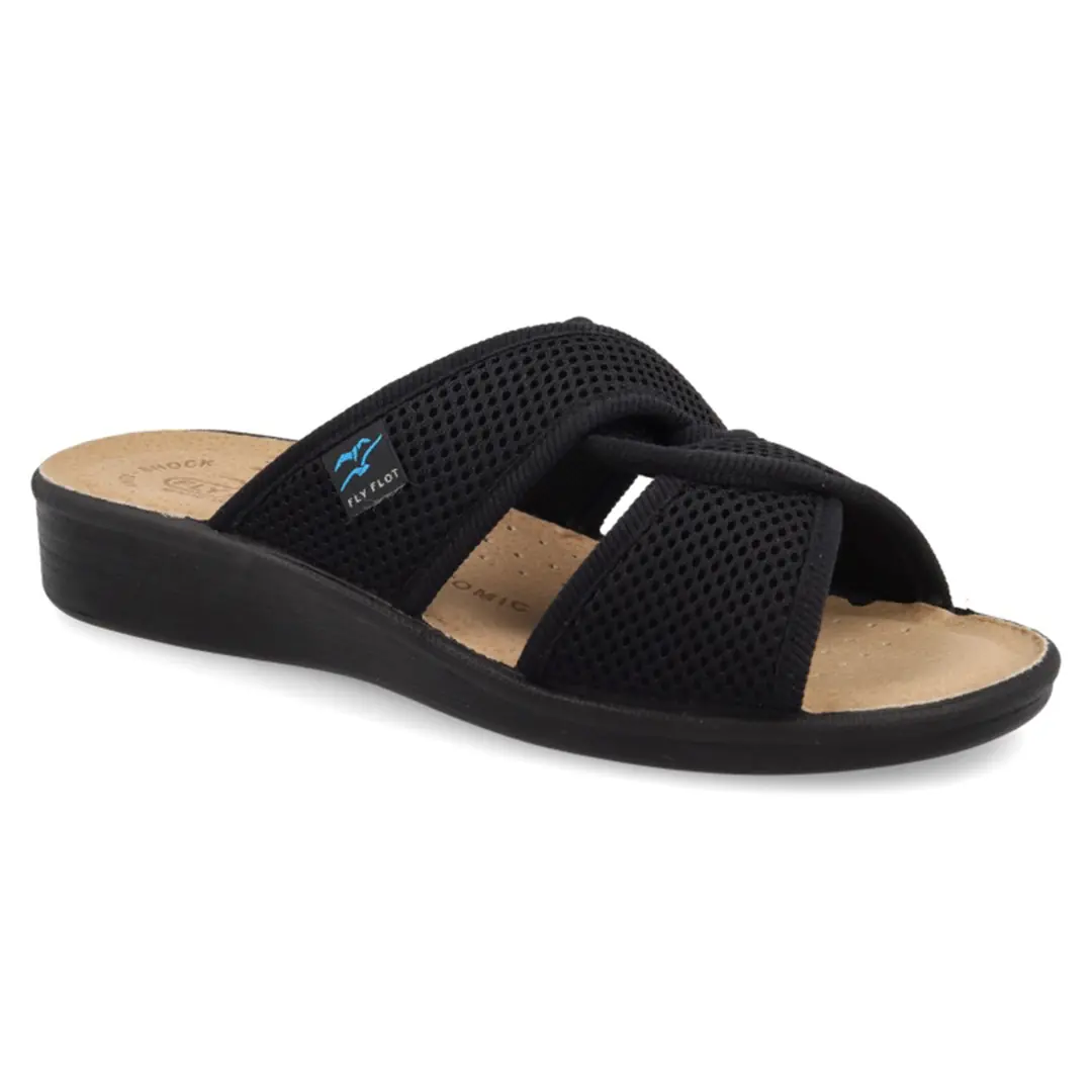 83 G93 FE Fly Flot CLOTH WOMAN SLIPPER Black | Deriden