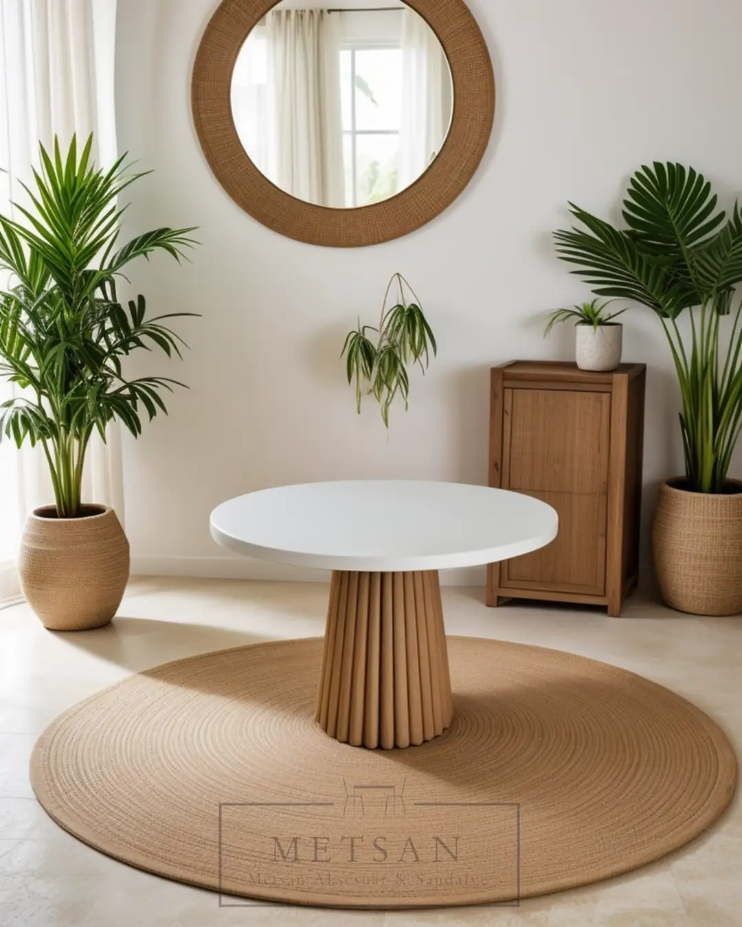 PAPATYA YUVARLAK AHŞAP MASA