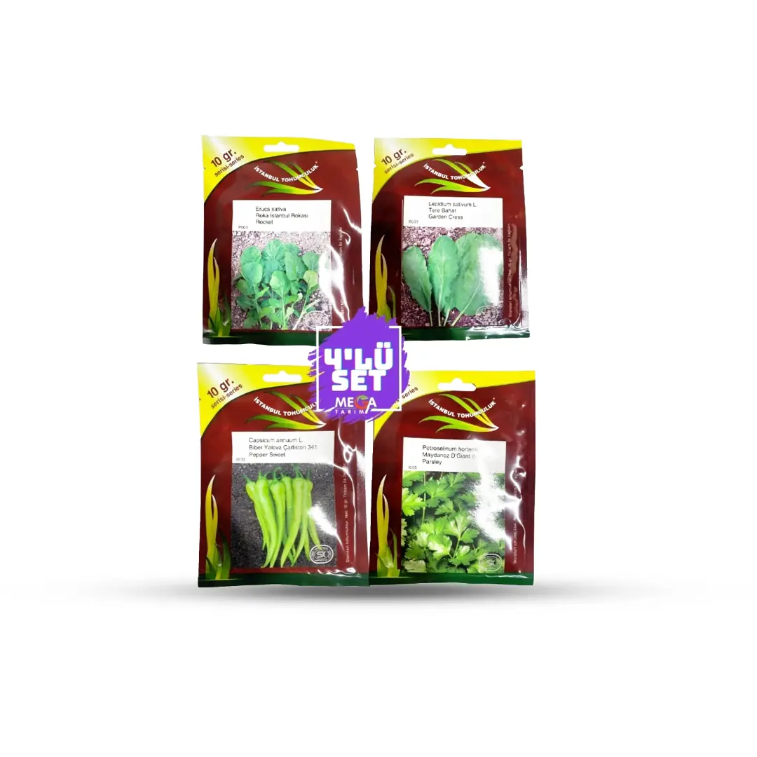 4'lü Tohum Seti (Roka - Tere - Yalova Çarliston - Maydonoz) 10 Gr'lık ...