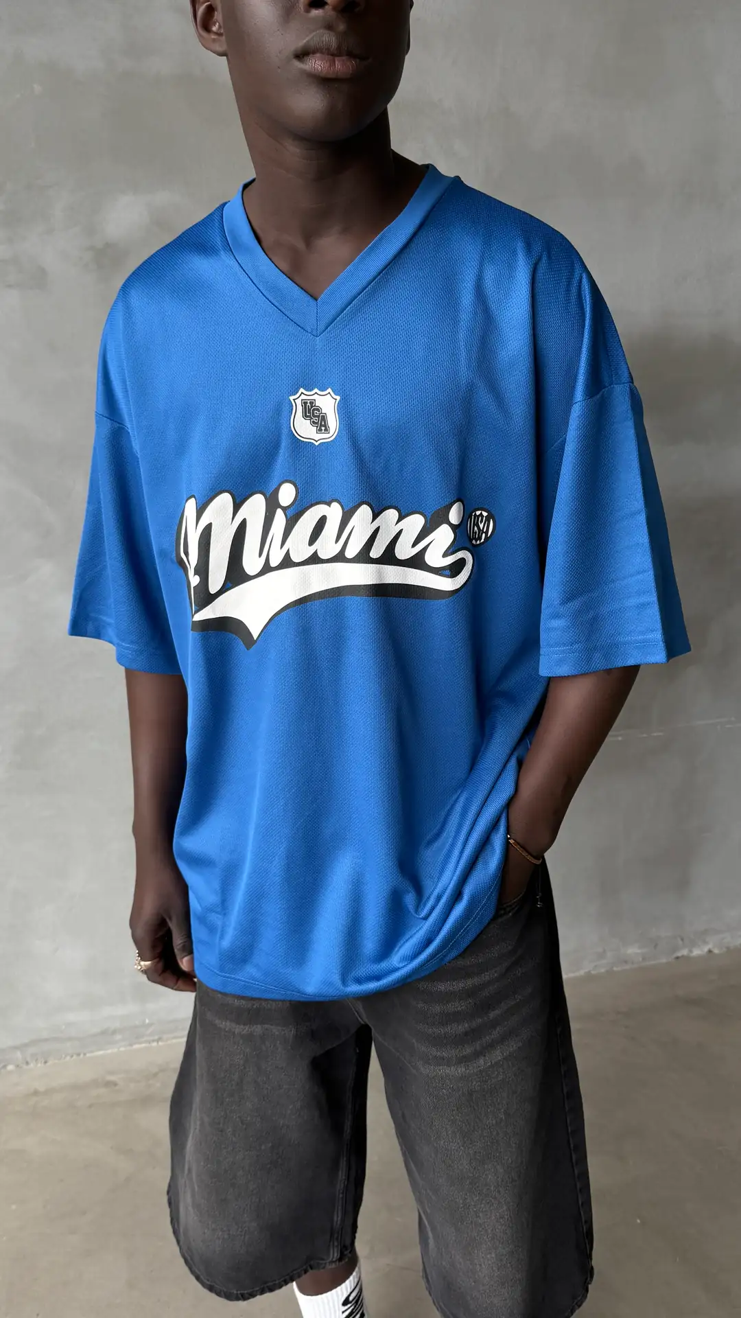 Miami Mavi V Yaka Premium Oversize Forma