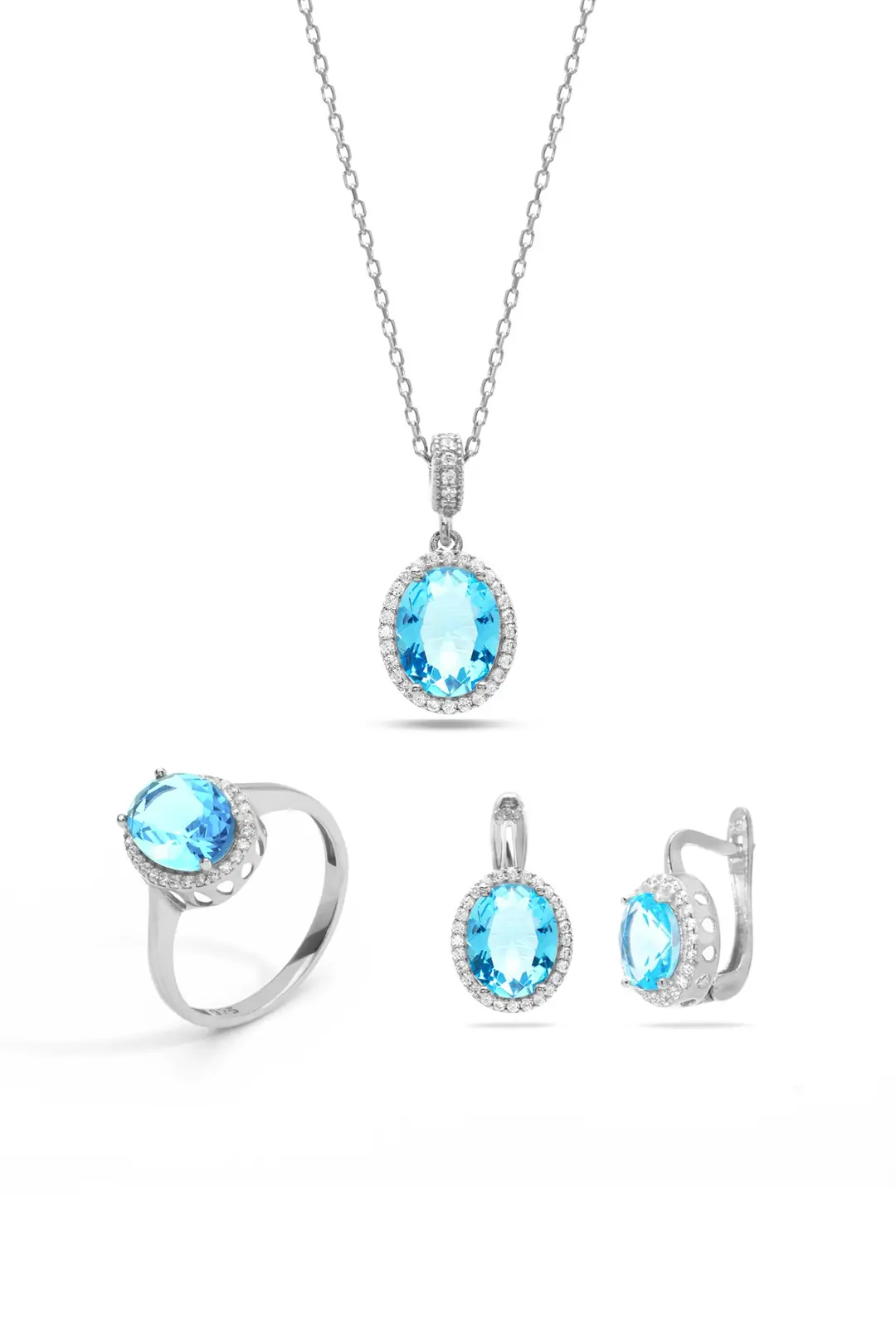 Aquamarin Elips Gümüş Set | MySilvers