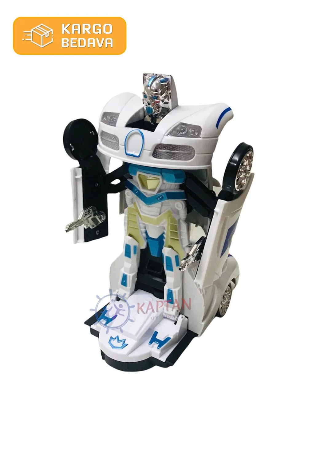 Robota Dönüşen Sesli Işıklı Polis Arabası - Kaptan Oyuncak