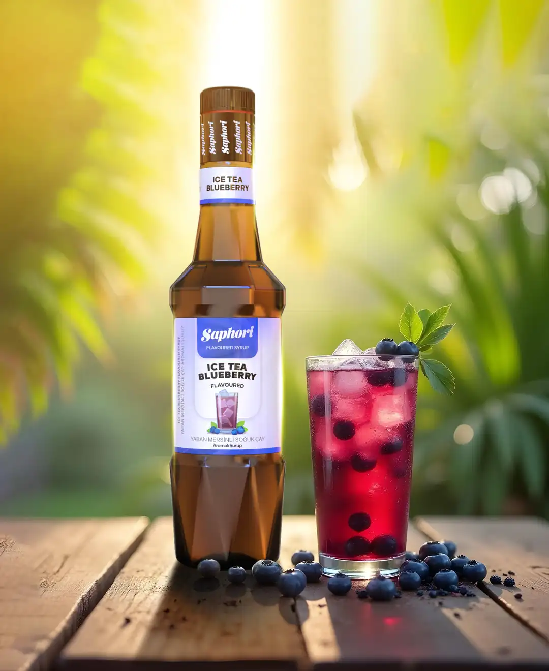 Saphori Ice Tea Blueberry Flavored Cocktail Syrup 700 ML