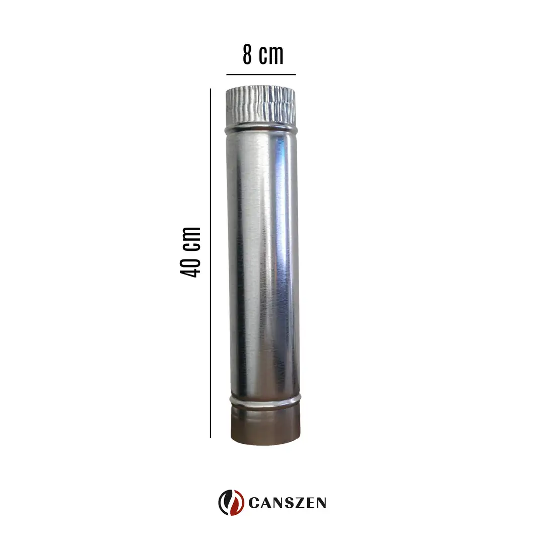 8 cm Çap Galvaniz Düz Kamp Soba Borusu| 40 cm uzunluk Düz Baca Borusu