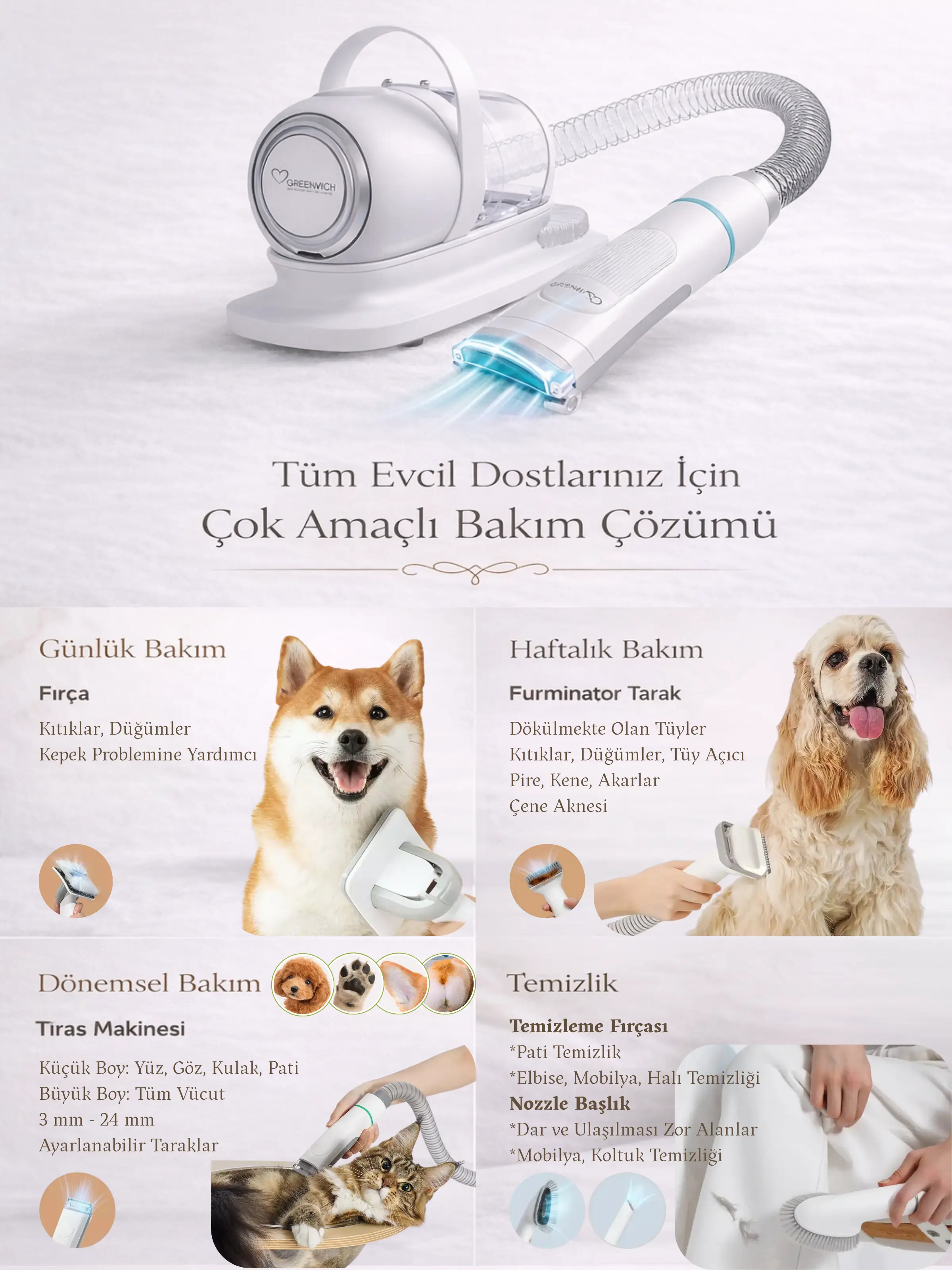 Düşük Desibelli Neakasa P1 Pro Vücut Pati Yüz Göz Kulak Tüy Tıraş ...