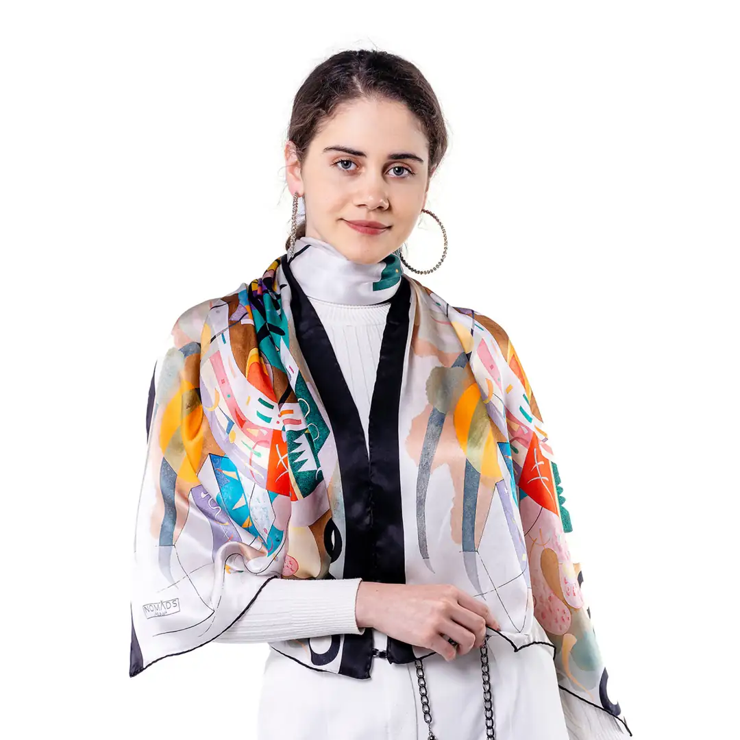 Pure Silk Scarf |55x180cm | Kandinsky Dominant Curve