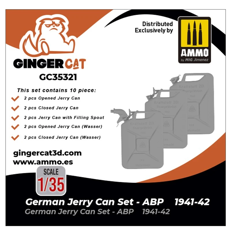 Ginger Cat 35321 1/35 German Jerry Can Set - ABP 1941-42 (10pcs) Reçine ...