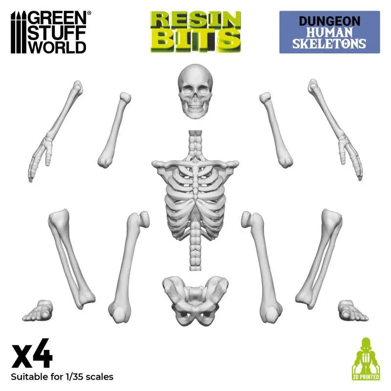 GREEN STUFF WORLD 12304 3D printed set - Human Skeletons İNSAN İSKELETİ ...
