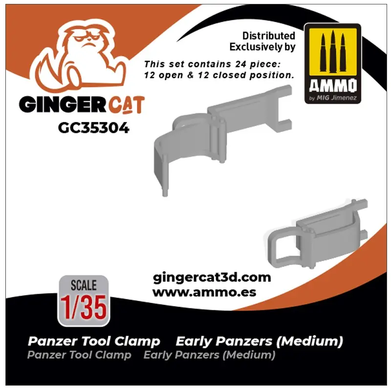 Ginger Cat 35304 1/35 Panzer Tool Clamp - Early Panzers Medium (24pcs ...