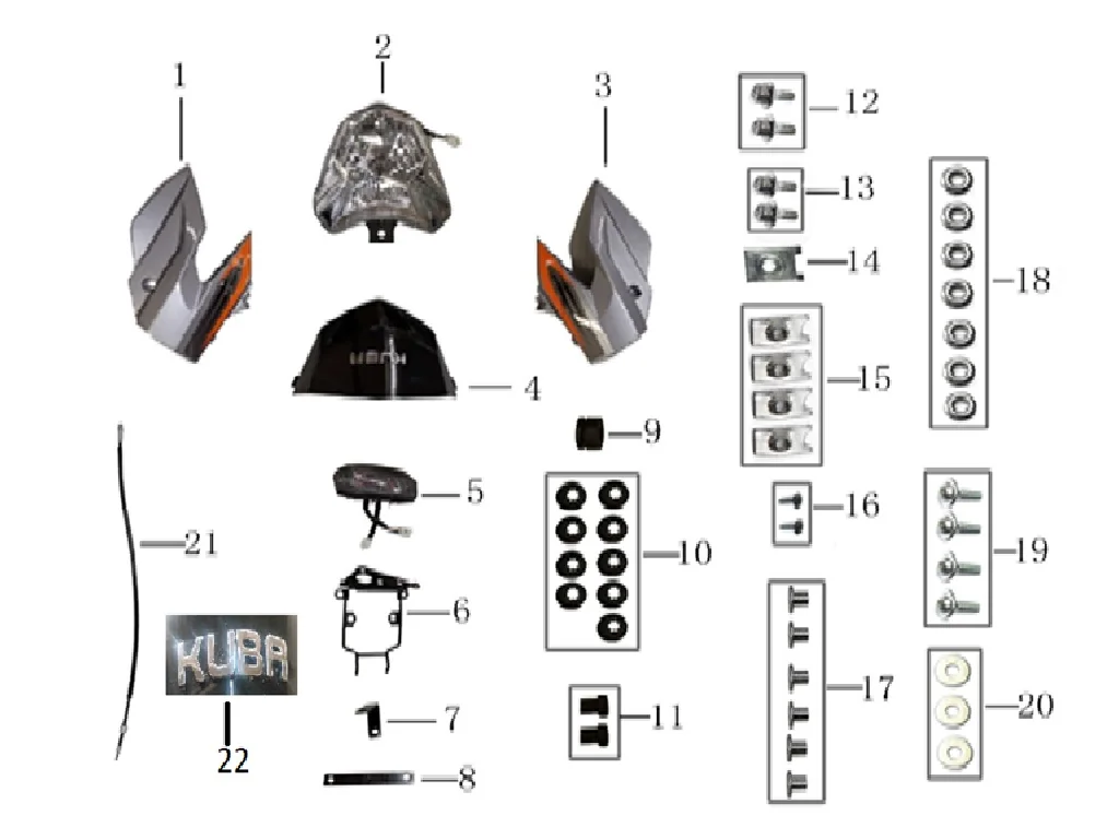 Kuba TK-03 Ön Far Paneli Sağ Yeşil