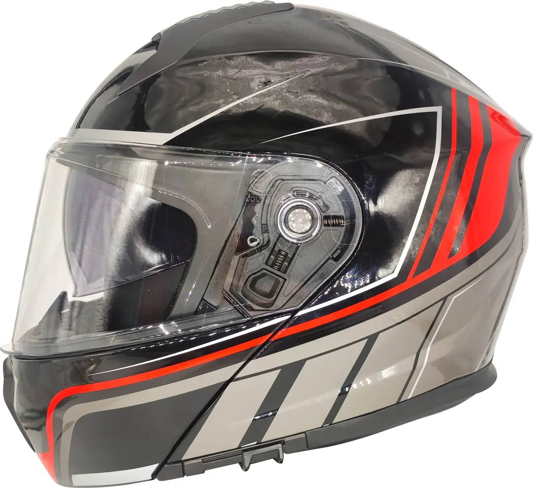 MTS Helmets 966 Siyah Kırmızı Grafik Çene Açılır Kask