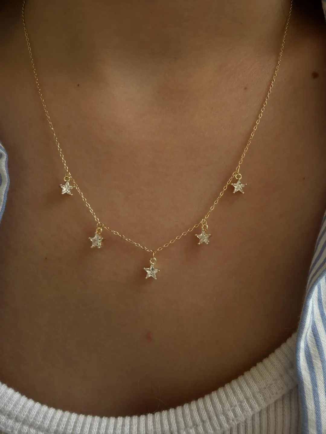 Minimal kristal yıldız kolye