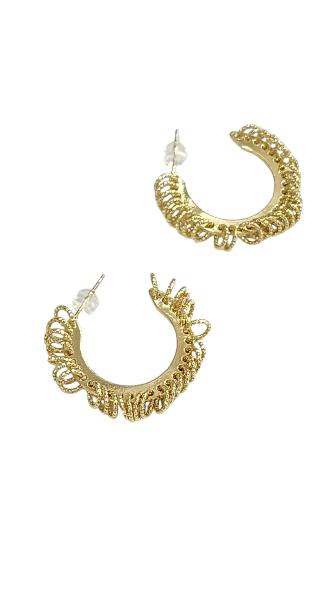 Gold Lazer Kesim Halka Küpe