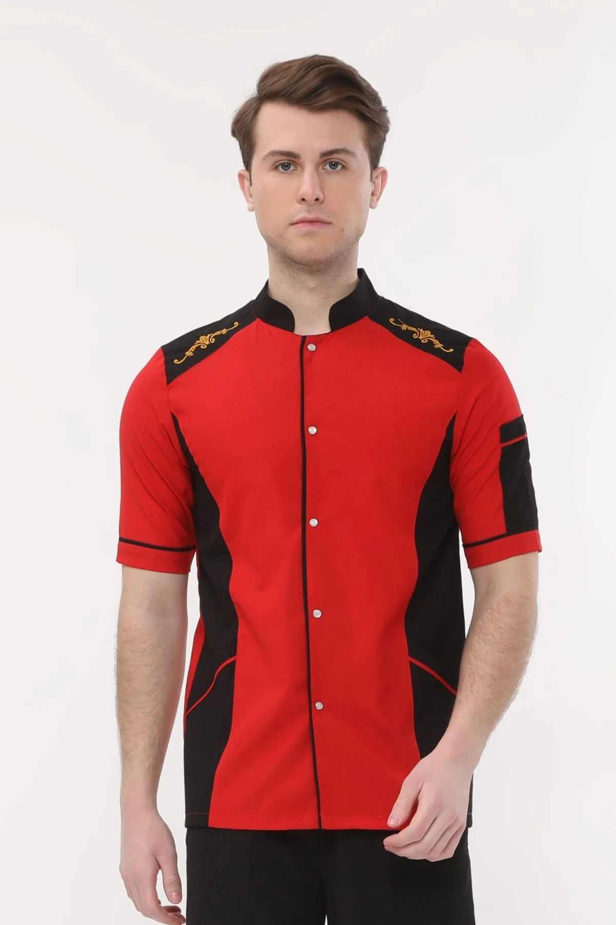 Uniprom Kısa Kollu Aşçı Ceketi Önlük Omuz Nakışlı Cepli Şef, Garson ...