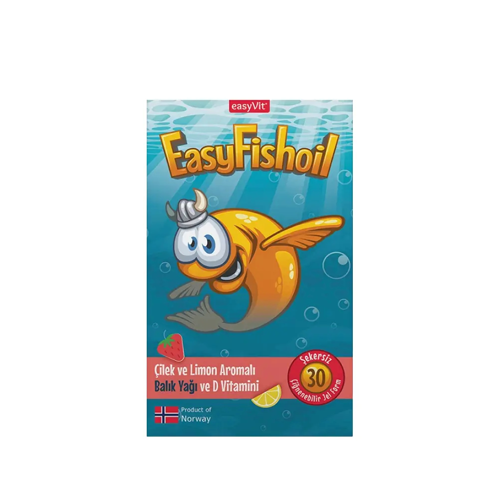Easy Fish Oil Çilek ve Limon Aromalı Balık Yağı ve D Vitamini 30 ...